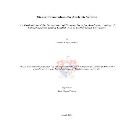 Student Preparedness for Academic Writing | PDF