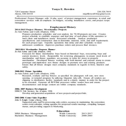 Tonya Bowden Resume | DOCX | Business | Business and Finance