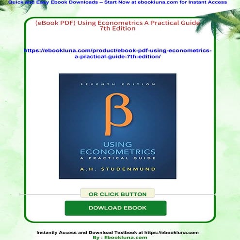 Ebook Pdf Using Econometrics A Practical Guide 7th Edition Pdf