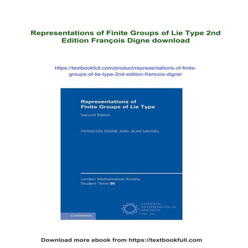 Representations of Finite Groups of Lie Type 2nd Edition François Digne ...