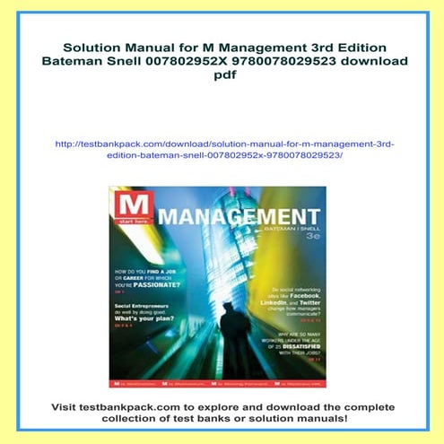 Solution Manual for M Management 3rd Edition Bateman Snell 007802952X ...