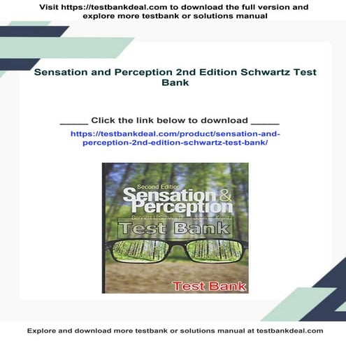 Sensation and Perception 2nd Edition Schwartz Test Bank | PDF