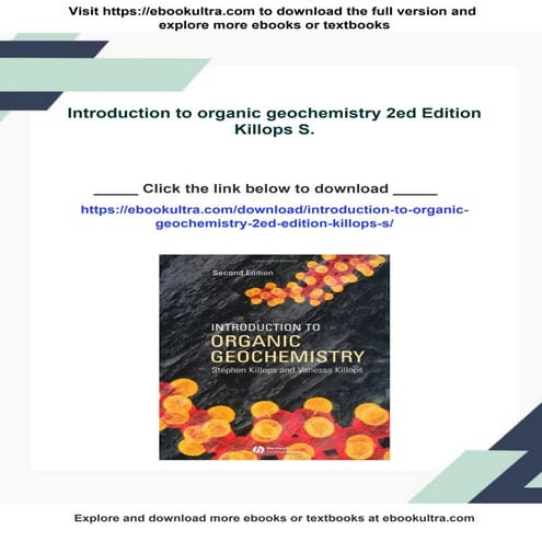 Introduction to organic geochemistry 2ed Edition Killops S. | PDF