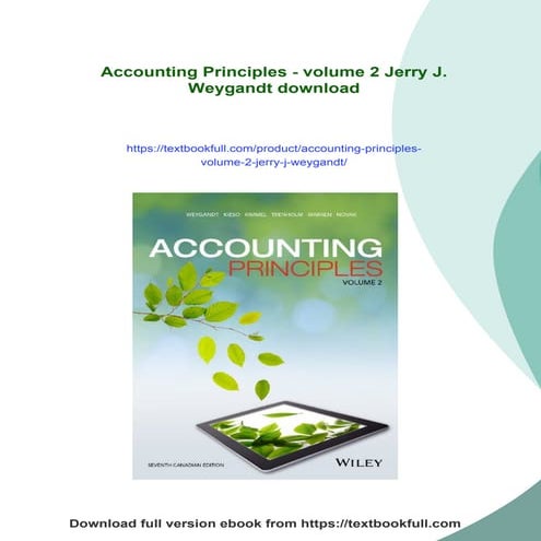 Accounting Principles - volume 2 Jerry J. Weygandt | PDF