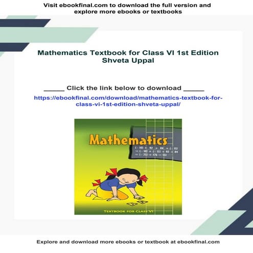 Mathematics Textbook for Class VI 1st Edition Shveta Uppal | PDF