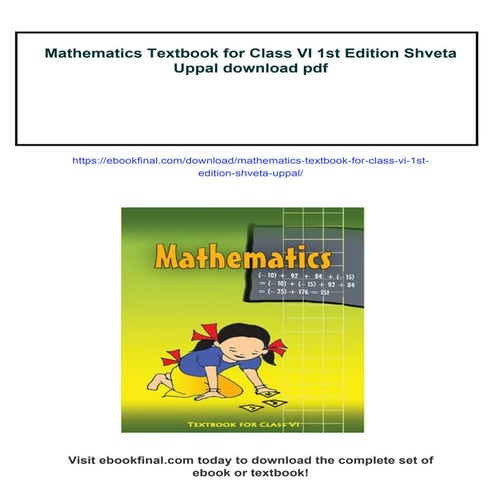 Mathematics Textbook for Class VI 1st Edition Shveta Uppal | PDF