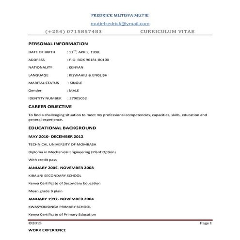 FREDRICK cv | DOCX