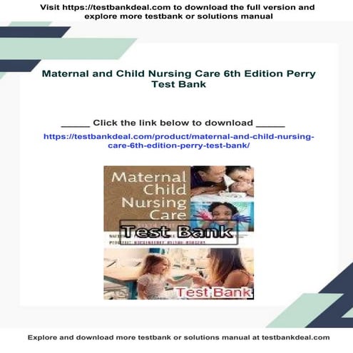 Maternal and Child Nursing Care 6th Edition Perry Test Bank | PDF