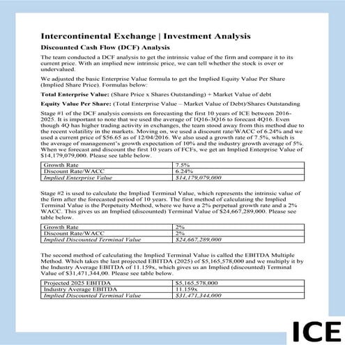 Intercontinental Exchange -- Investment Analysis Report | PDF