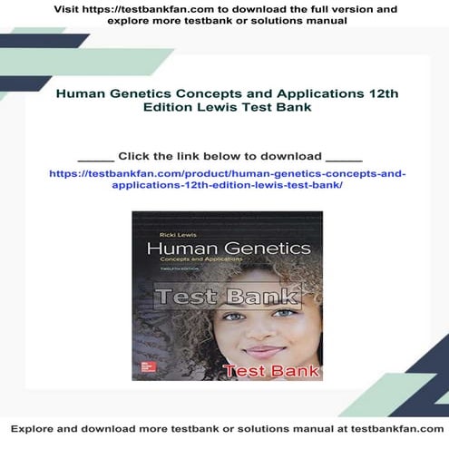 Human Genetics Concepts and Applications 12th Edition Lewis Test Bank | PDF