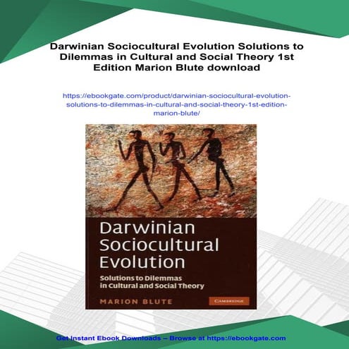 Darwinian Sociocultural Evolution Solutions to Dilemmas in Cultural and Social Theory 1st ...