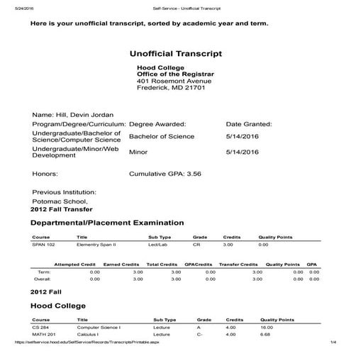 Yu_Michael_Fall_2016_Transcript | PDF