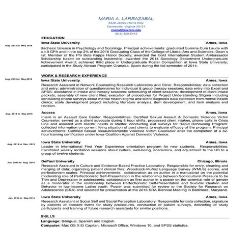 Resumè - Maria Larrazabal | PDF