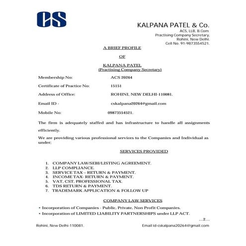 PCS Kalpana-Profile | PDF