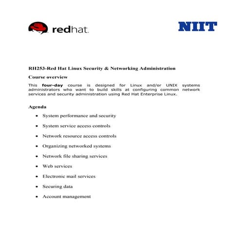 63brf rh253 red-hatlinuxsecuritynetworkingadministration | PDF