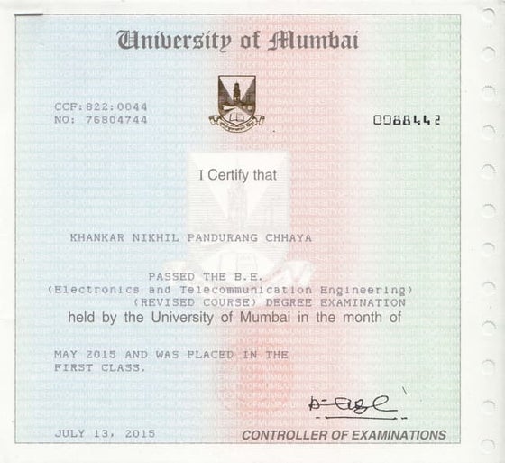 B.E Certificate | PPT