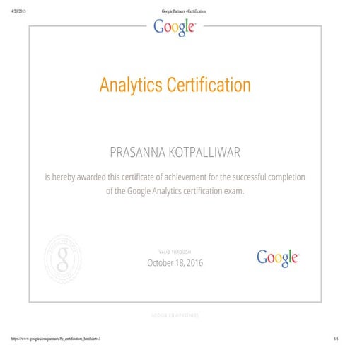 Google Analytics Certification Prasanna | PDF | Computer Software and ...