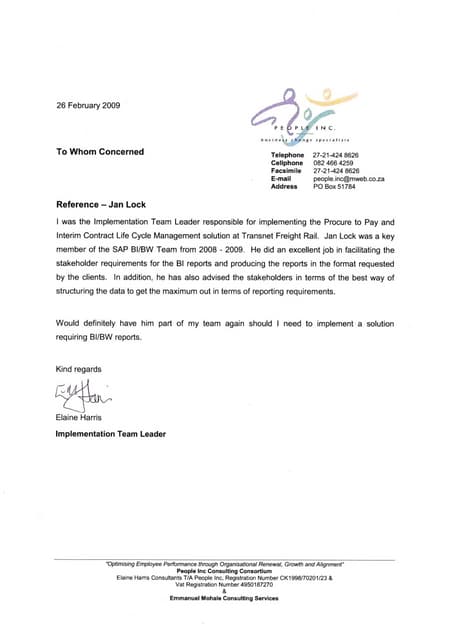 Reference Letter - Transnet 3 - Jan Lock | PDF