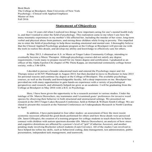 Statement of Objectives | PDF