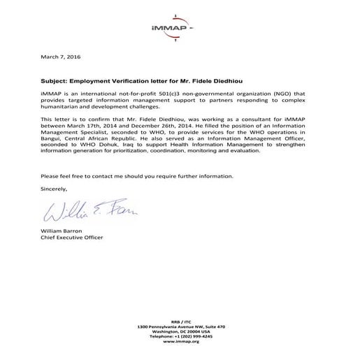 Verification Letter IMMAP | PDF