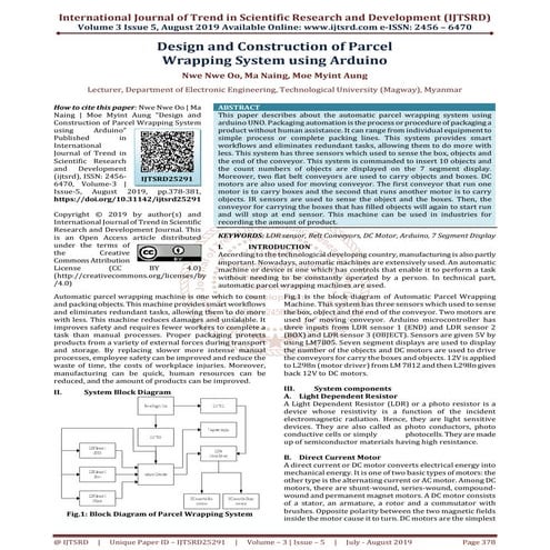 Design and Construction of Parcel Wrapping System using Arduino | PDF