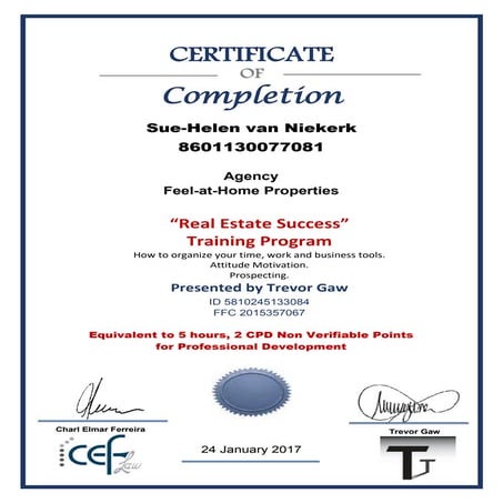 Certificate_real Estate Success Training Program | PDF