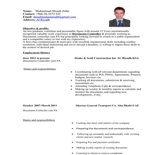 CV- NARESH KUMAR JHA-Document Controller | PDF