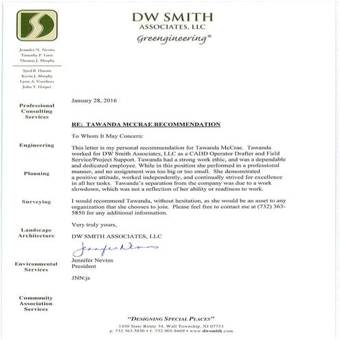 ITT Tech Letter of recommendation | DOCX
