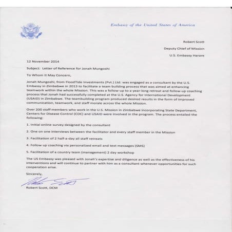 US Embassy Ref Letter | PDF
