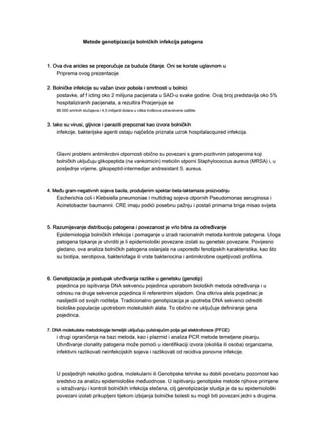 Metode genotipizacije patogena bolničkih infekcija | PPT