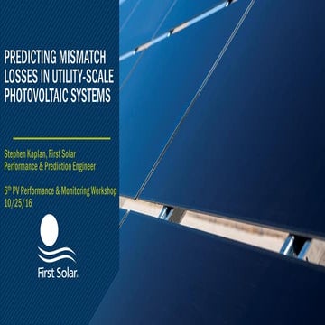 Predicting mismatch losses in utility-scale photovoltaic systems | PDF