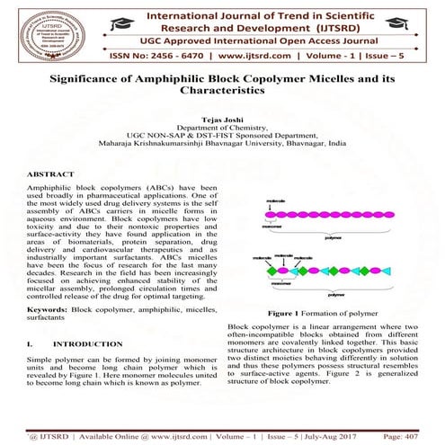Significance of Amphiphilic Block Copolymer Micelles and its Characteristics | PDF | Chemistry ...