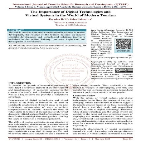 The Importance of Digital Technologies and Virtual Systems in the World ...