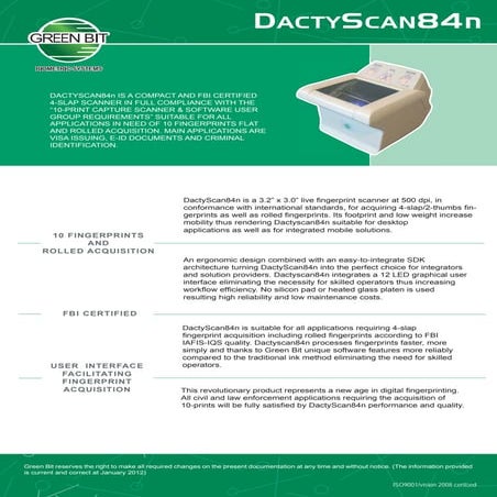 Scaner DactyScan84n | PDF