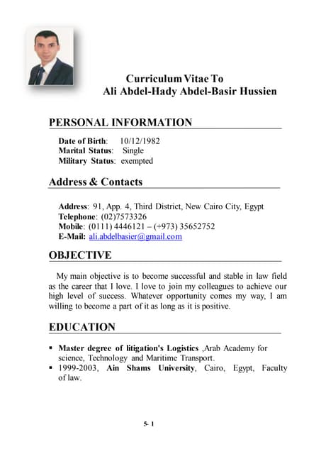 Lawyer CV (Advocate Ayaz Ali) | DOC | Legal Services Industry | Industries