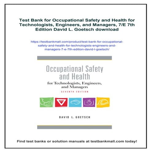 Test Bank for Occupational Safety and Health for Technologists ...