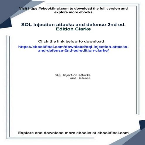 SQL injection attacks and defense 2nd ed. Edition Clarke | PDF