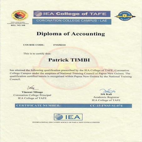 Accounting Diploma Certifcate | PDF | Business Accounting & Finance ...
