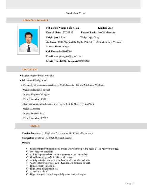 NguyenPhucLoc - CURRICULUM VITAE | PDF