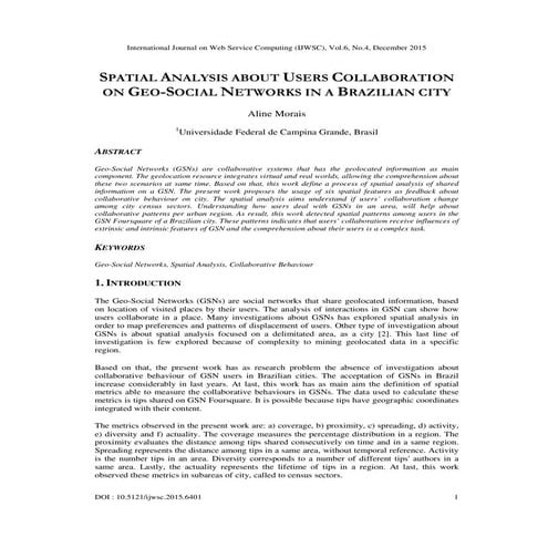SPATIAL ANALYSIS ABOUT USERS COLLABORATION ON GEO-SOCIAL NETWORKS IN A ...