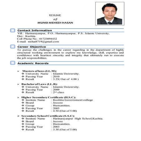 mehedi hasan cv (1) | DOCX | Islam | Religion & Spirituality