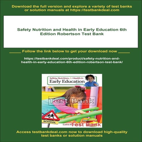 Safety Nutrition and Health in Early Education 6th Edition Robertson ...