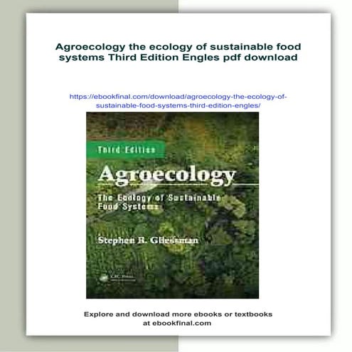 Agroecology the ecology of sustainable food systems Third Edition ...