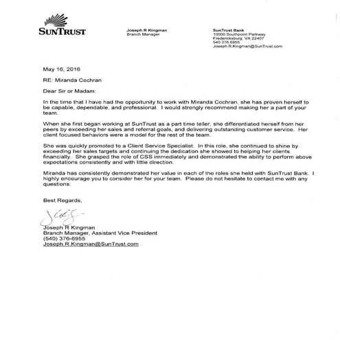 Letter of Recommendation Joe Kingman | PDF