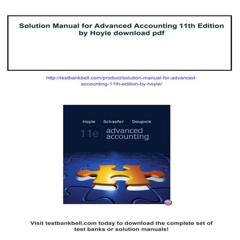 Solution Manual for Advanced Accounting 11th Edition by Hoyle | PDF