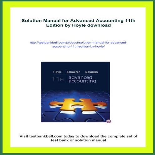 Solution Manual for Advanced Accounting 11th Edition by Hoyle | PDF