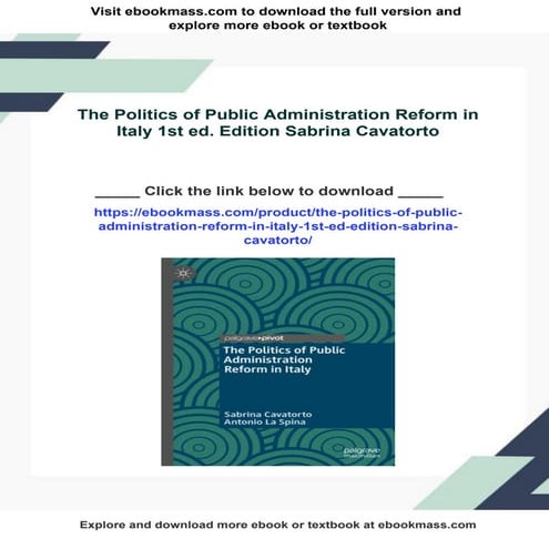 The Politics of Public Administration Reform in Italy 1st ed. Edition ...