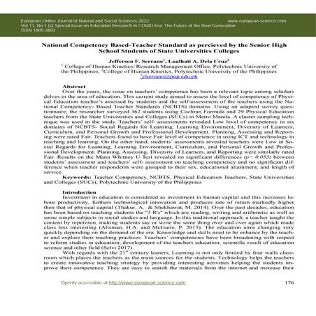 National Competency Based Teacher Standard | PDF