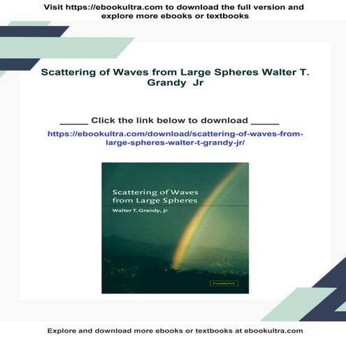 Scattering of Waves from Large Spheres Walter T. Grandy Jr | PDF