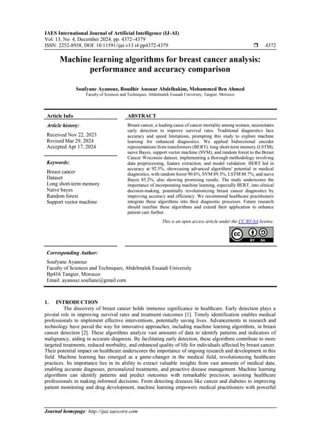 Project Ppt On Breast Cancer Prediction Using Ml Pptx
